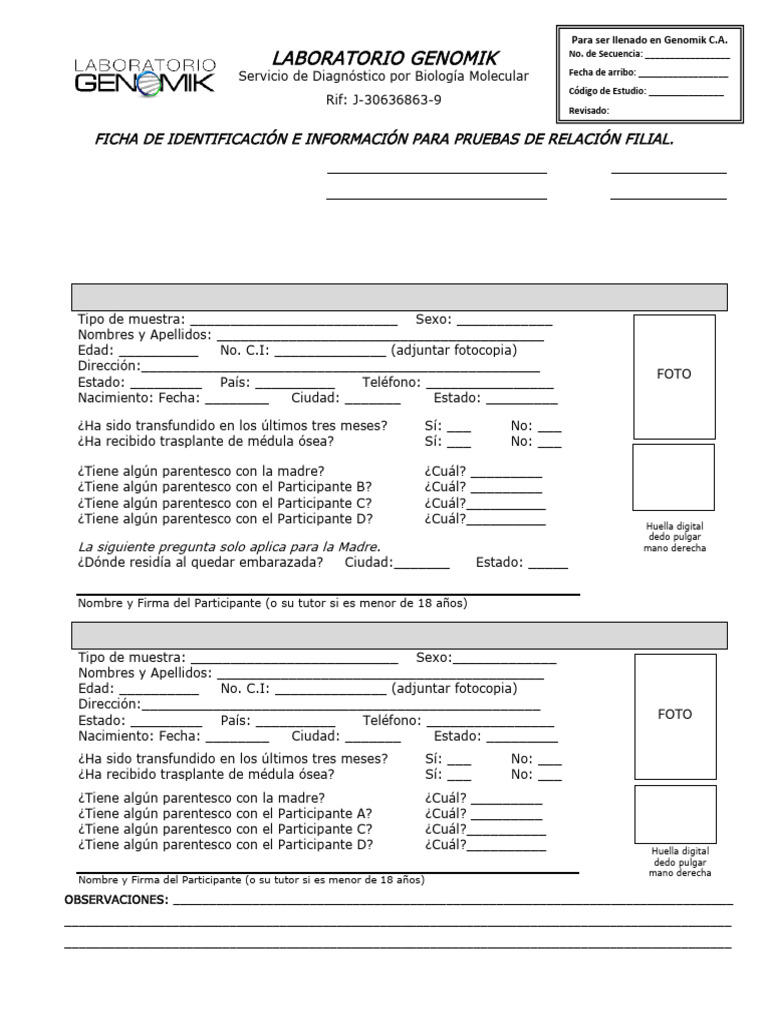 TE-F-175 Ficha de Identificación e Información para Pruebas de RF (Unica) | PDF | Laboratorios