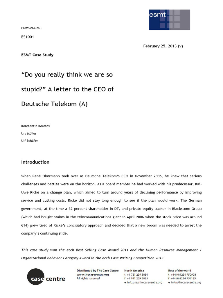 Case a Deutsche Telekom | PDF | International Financial Reporting ...