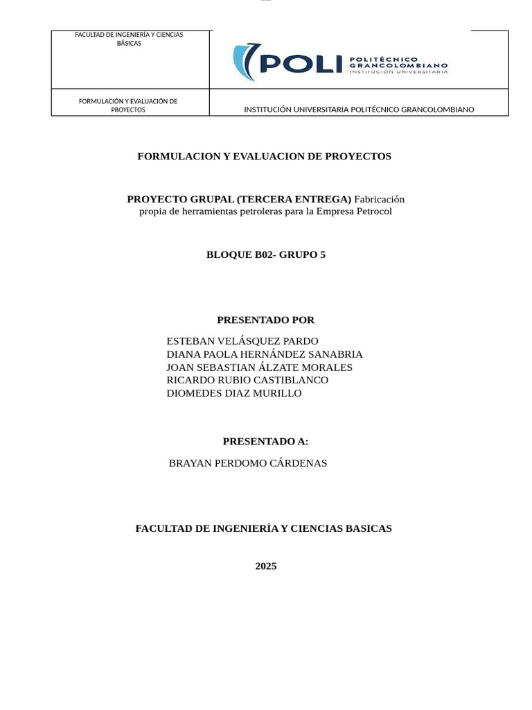 Bloque B02 - Grupo 5 Formulacion y Evaluacionde Proyectos | PDF | Capital (economía) | Tasa ...