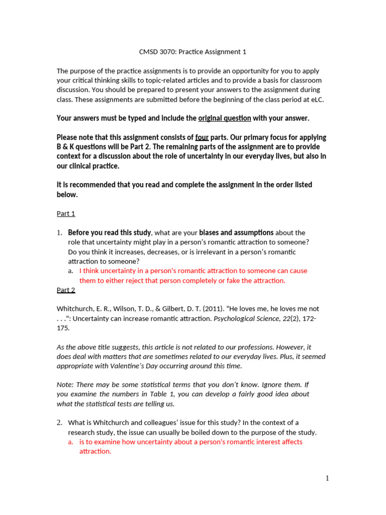 CMSD 3070 Practice Assignment 1 | PDF | Anxiety | Decision Making