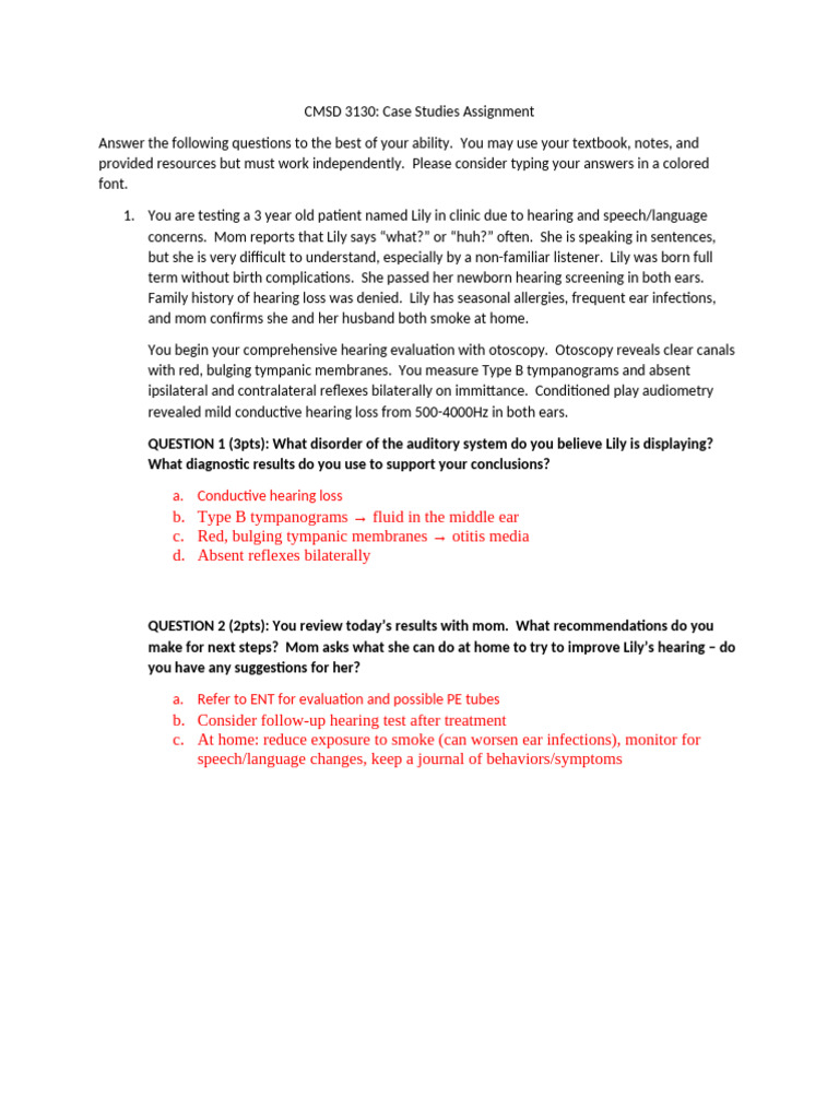3130 Case Studies Assignment | PDF | Hearing Loss | Tinnitus