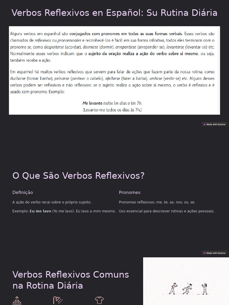 Verbos Reflexivos em Espanhol | PDF | Assunto (gramática) | Pronome