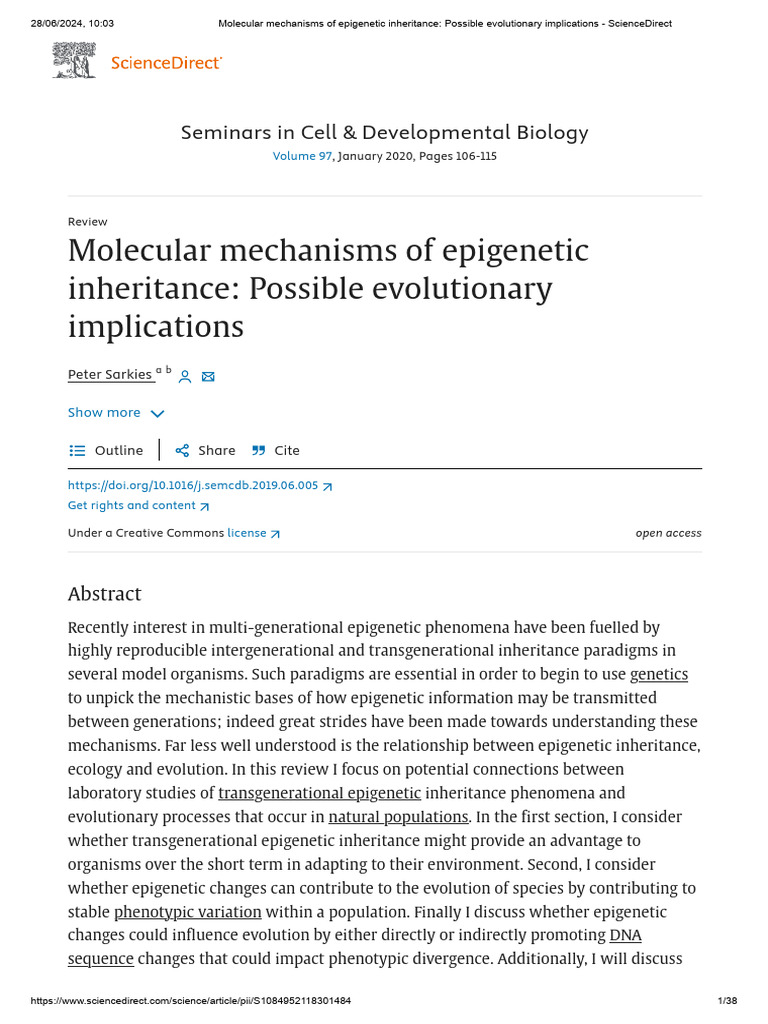Molecular Mechanisms of Epigenetic Inheritance_ Possible Evolutionary Implications ...
