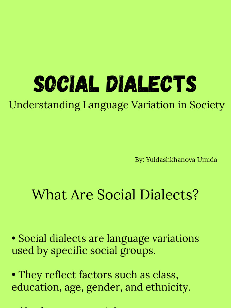 Social Dialects Presentation PDF | PDF