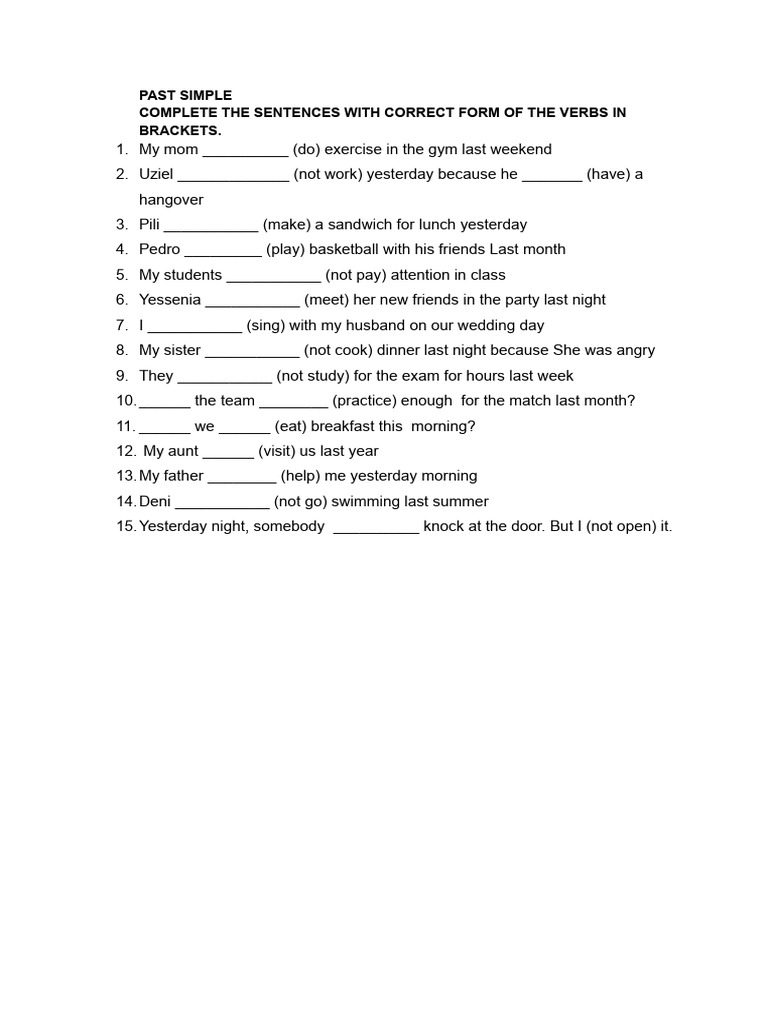 Exercise Past Simple | PDF