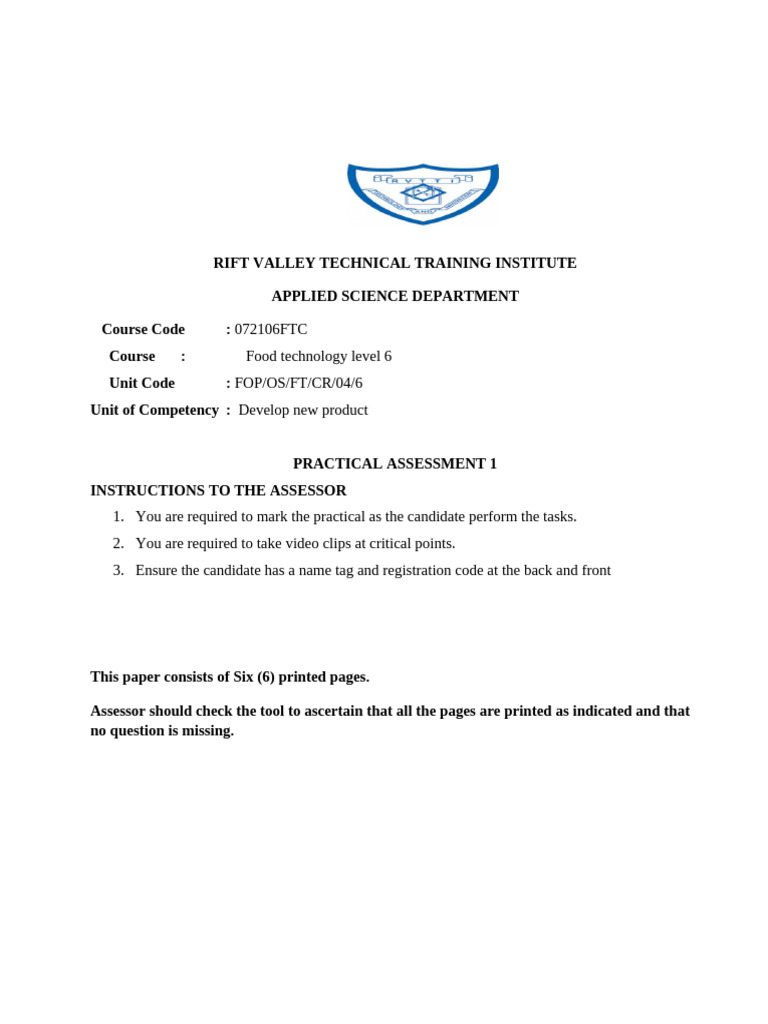 check list practical 1 level 6 | PDF | Dough | Breads