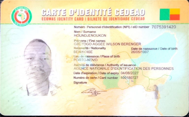 Ecowas Identity Card Bilhete de Identidade Cedeao | PDF