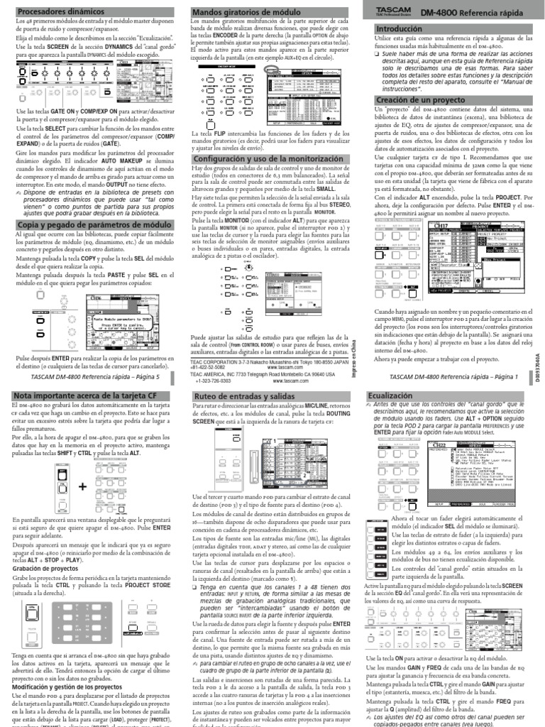DM-4800 Quick Reference S | PDF | Informática | Ingenieria Eléctrica