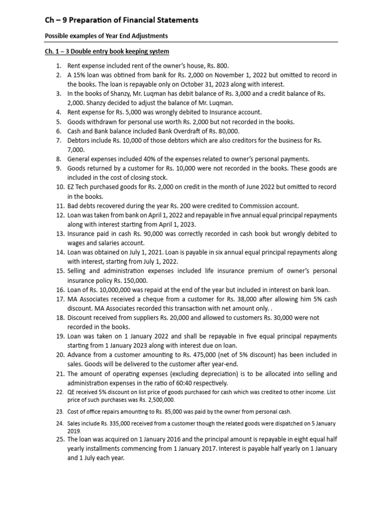 Year-End Financial Statement Adjustments | PDF | Debits And Credits | Debt