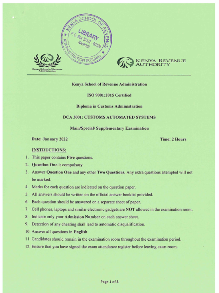 Customs Automated Systems | PDF