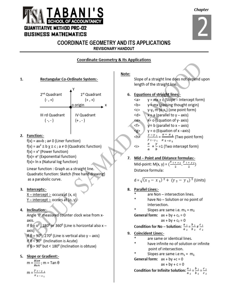 Coordinate Geomatry and Its Applications | PDF | Slope | Cartesian ...