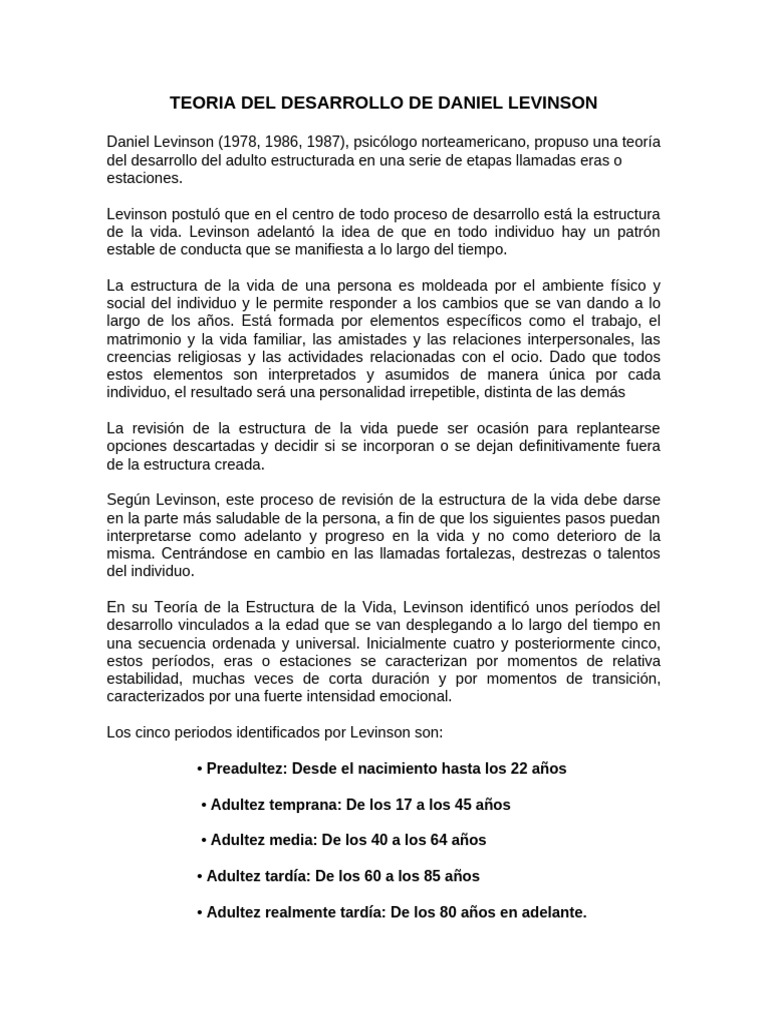 Teoría del Desarrollo de Levinson | PDF | Trastorno depresivo mayor ...