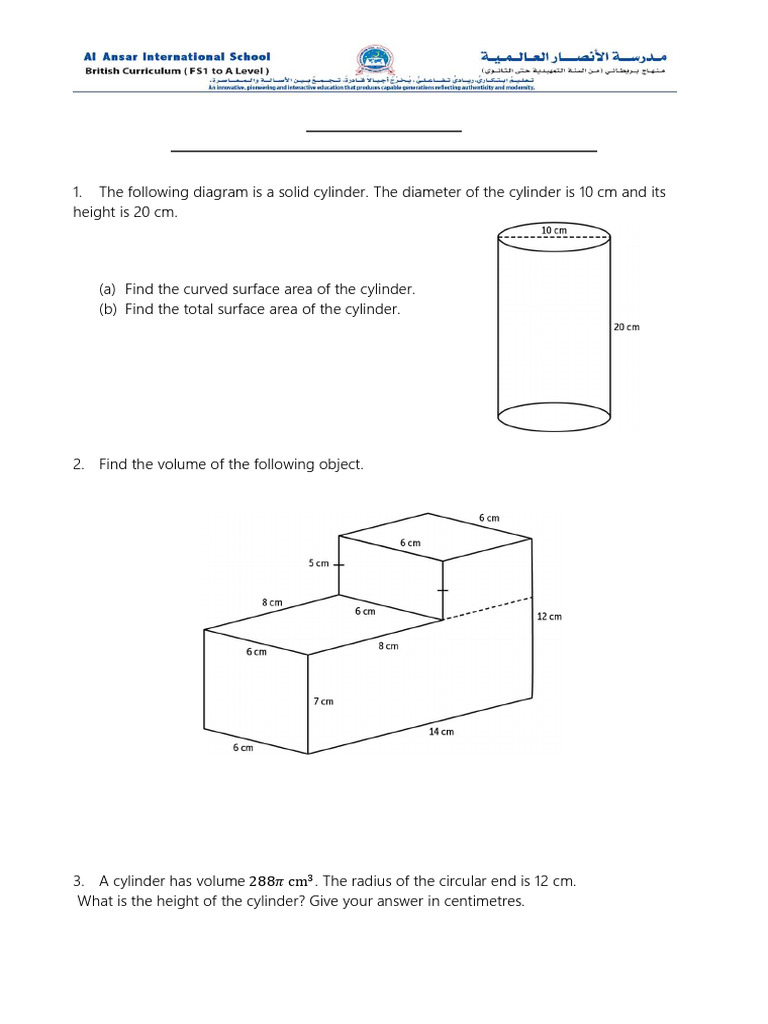 Y9-Math-Ch (6) - Revision Worksheet | PDF