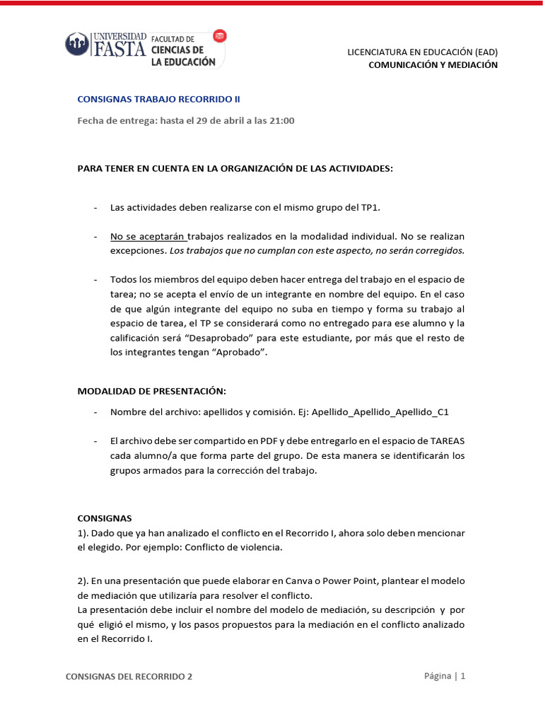 Consignas Del TP - Recorrido II | PDF