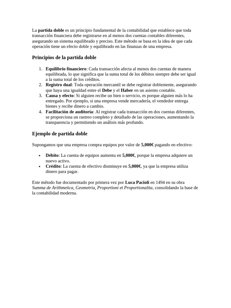 Principios de la Partida Doble en Contabilidad | PDF