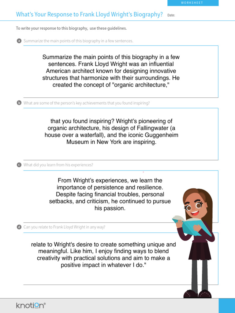 Frank Lloyd Wright Biography Response Guide | PDF