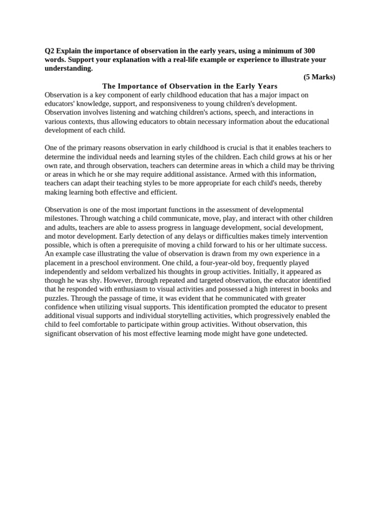 The Importance of Observation | PDF | Teachers | Learning