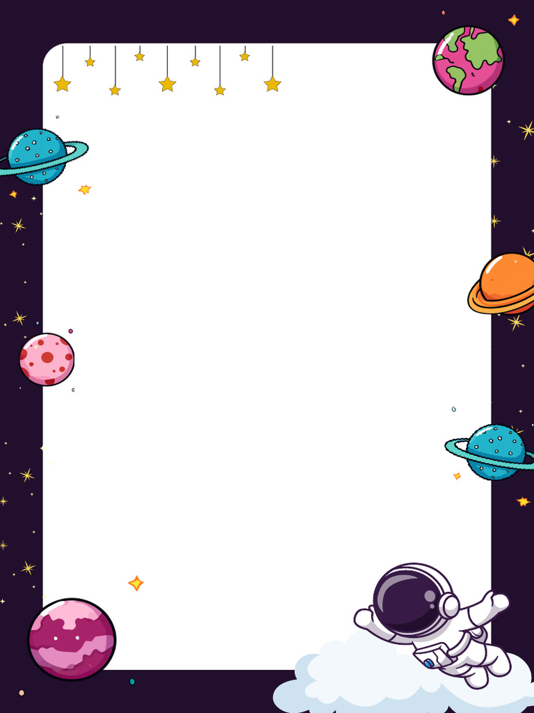 Astronaut Space Blank Page Border A4 | PDF