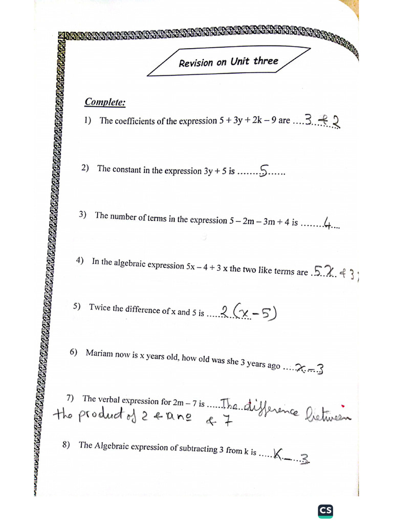 Model Answers of Exercise of Unit 3 | PDF