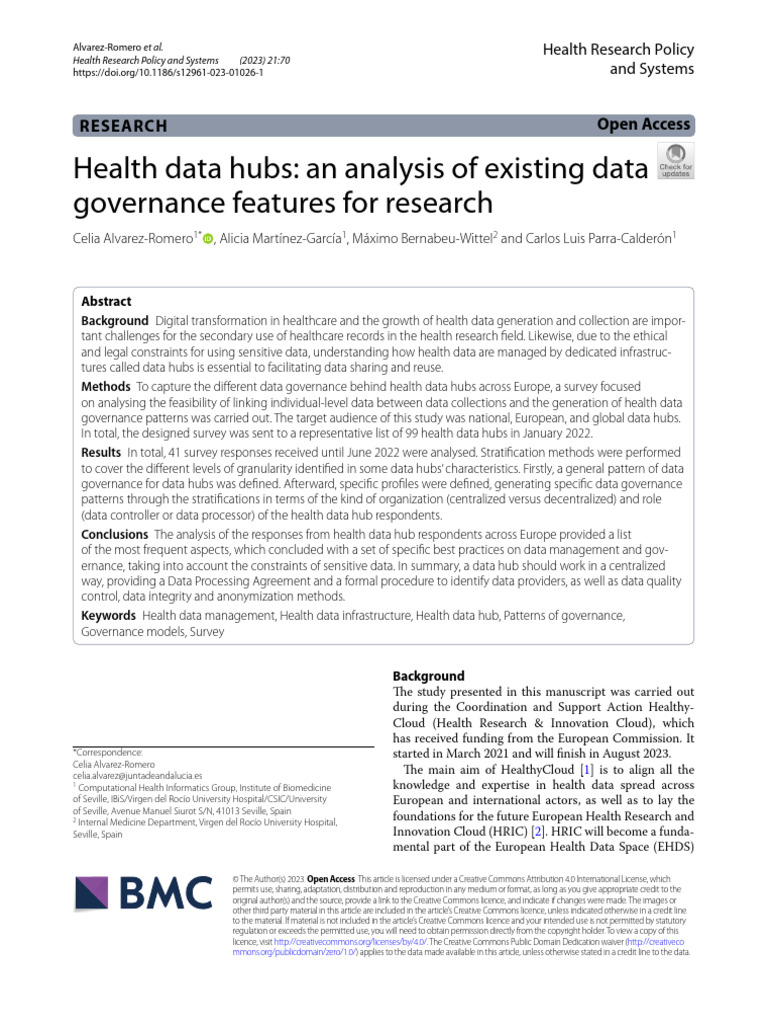Health Data Hubs: Governance Analysis | PDF | Governance | Data
