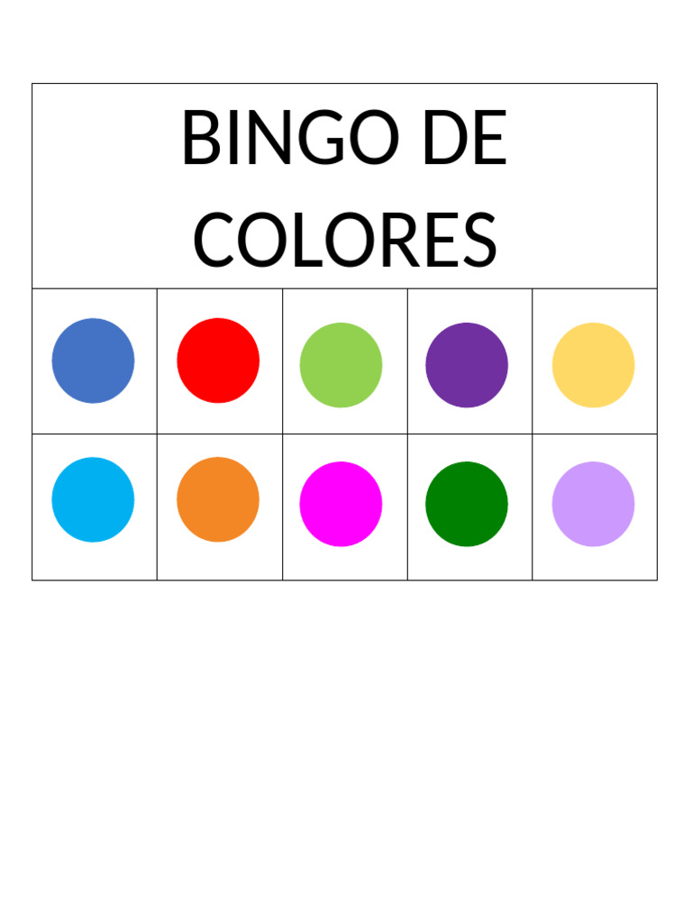 Bingo de Colores: Diversión y Aprendizaje | PDF