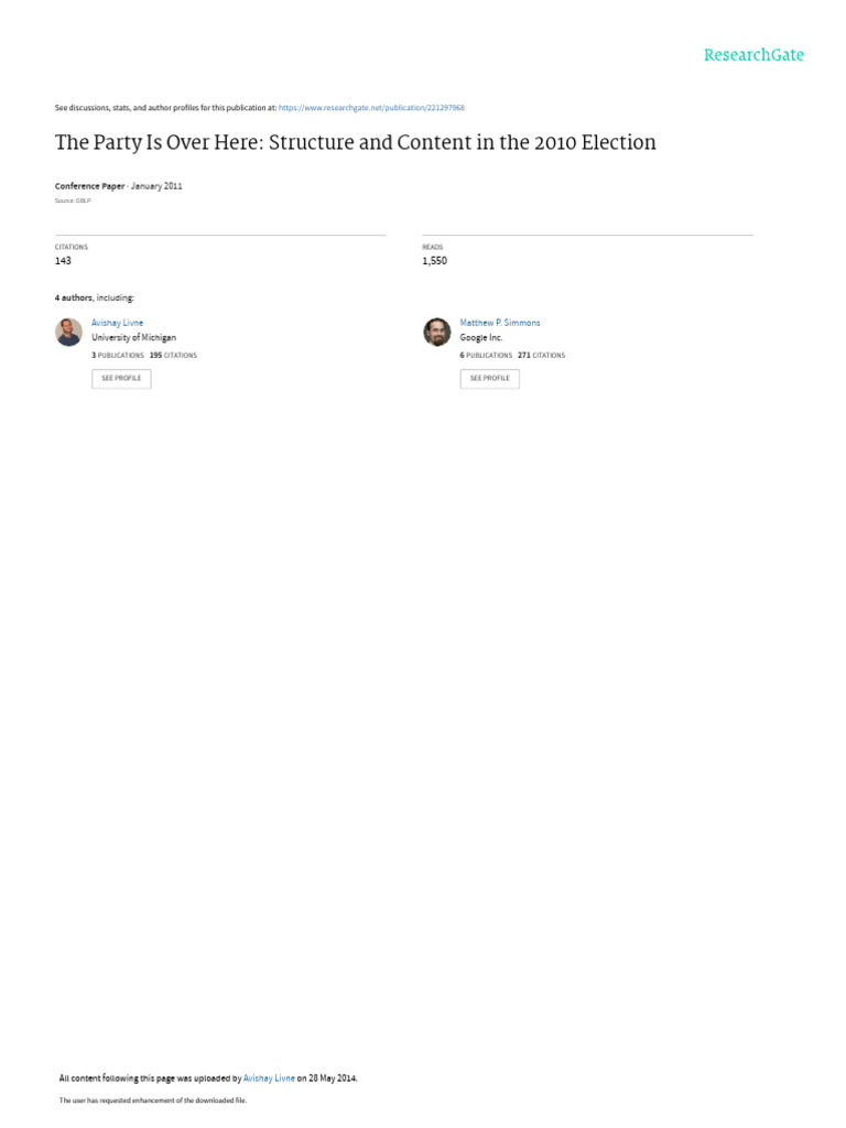 Avishay Livne Et Al-The Party Is Over Here Structure and Content in The ...