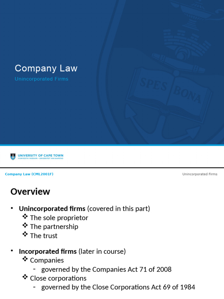 Company Law: Unincorporated Firms | PDF | Sole Proprietorship | Partnership