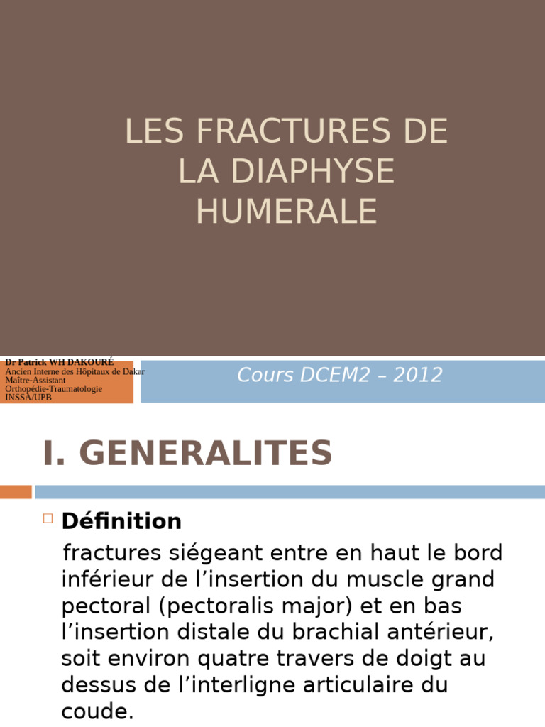 Fractures de la diaphyse humérale | PDF | Appareil locomoteur | Membres ...