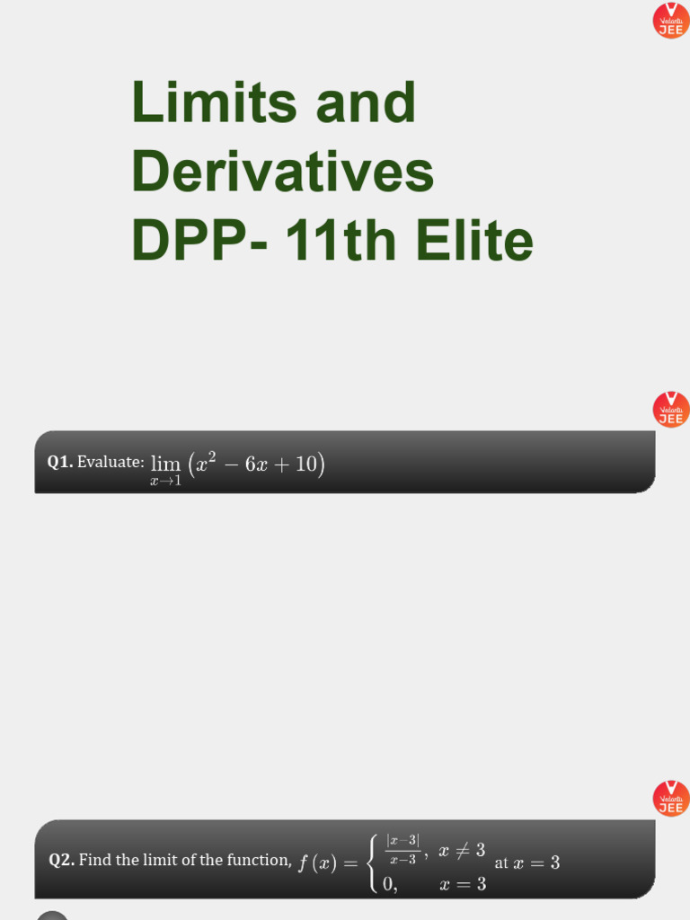 DPP on Limits and Derivatives | PDF | Recruitment | Career And ...