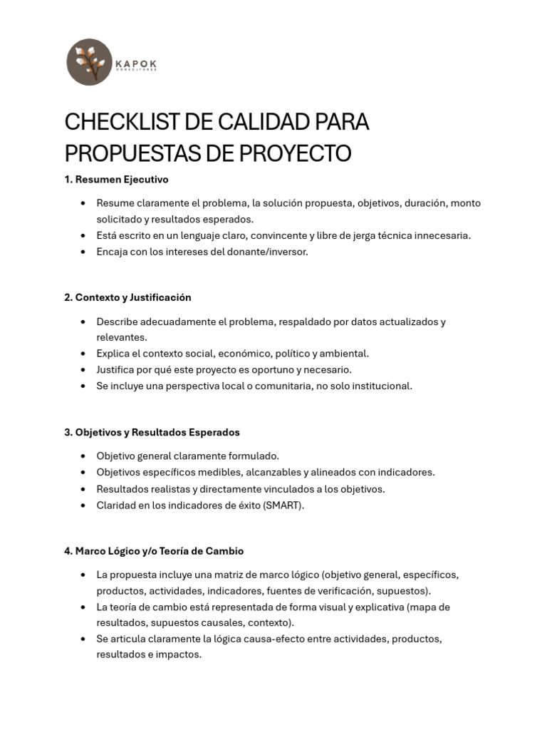 Checklist Proyectos | PDF