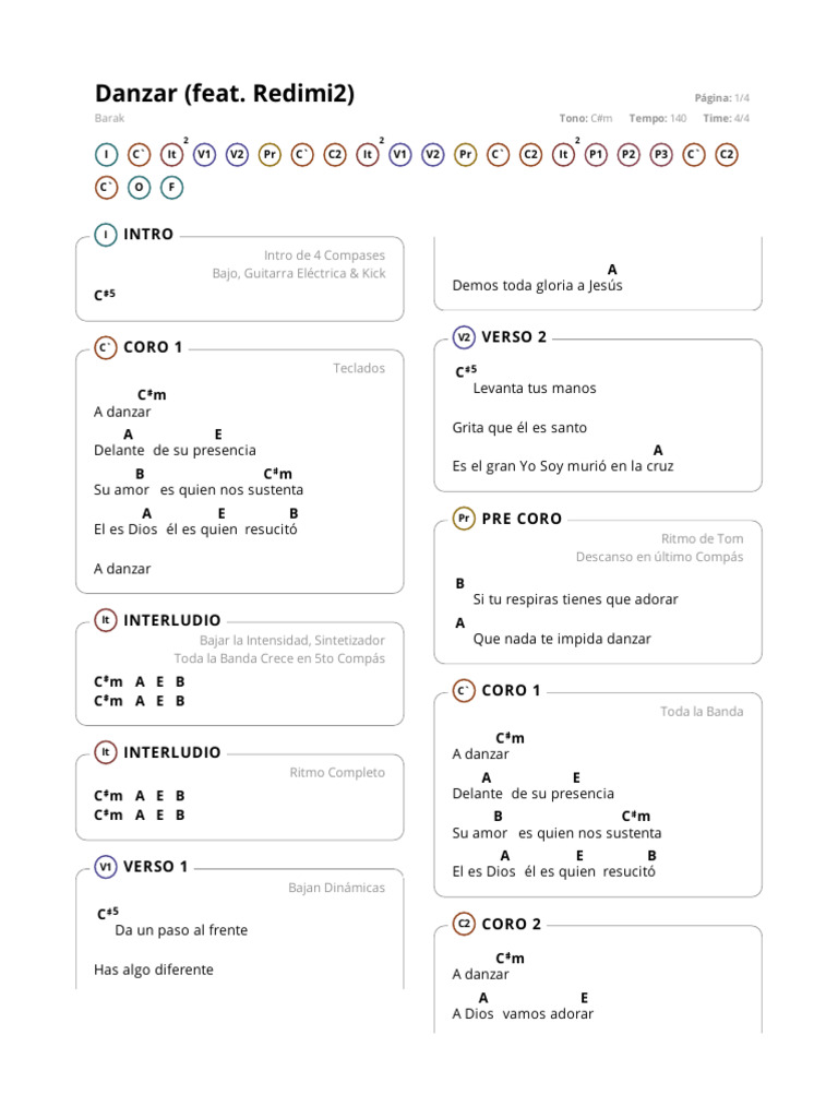 Danzar (Feat. Redimi2) - Barak-Generacion Radical.C#m.7 | PDF