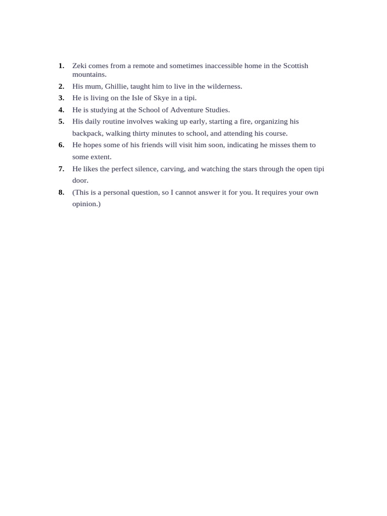 Comprehension Answers | PDF