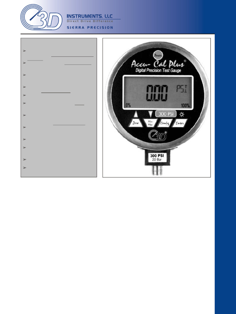Accu CalPlusKT 081 Manometro Digital | PDF | Calibration | Pressure ...