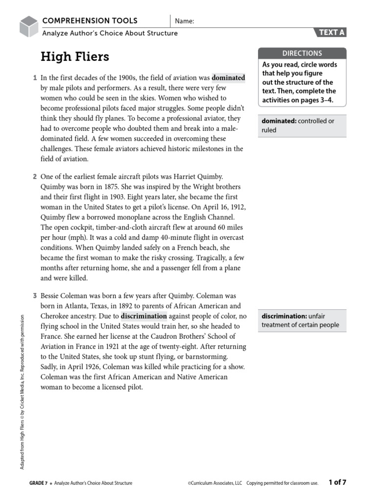 High Fliers: Comprehension Tools | PDF | Aviation | Transport