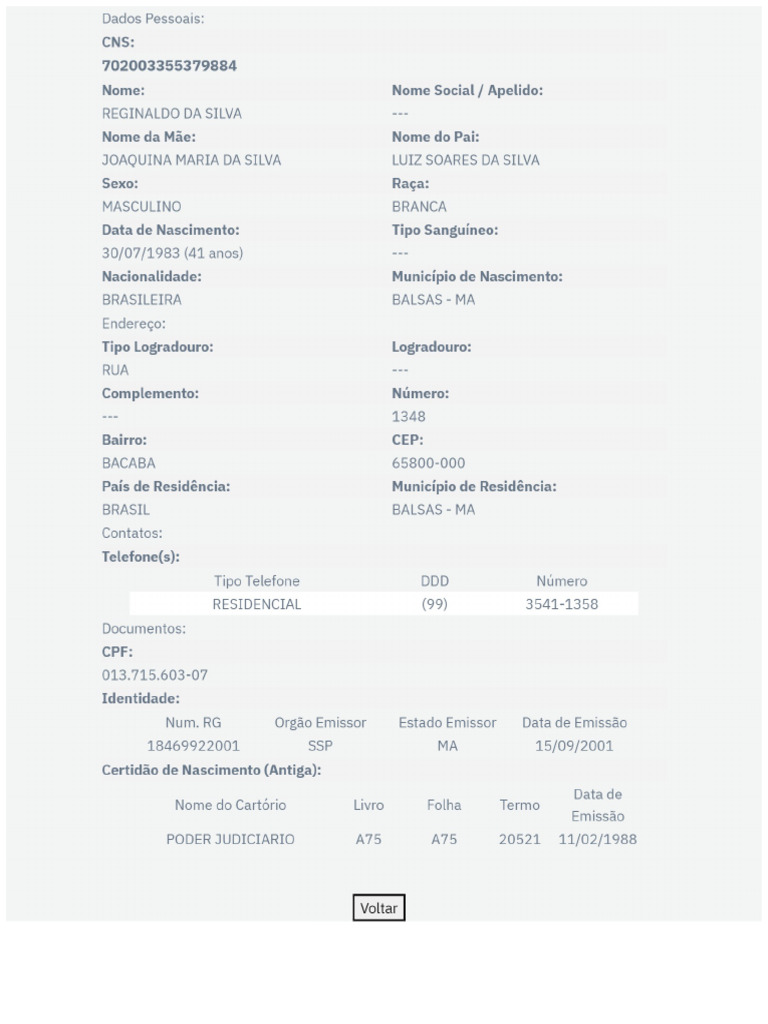 Dados - Reginaldo Da Silva | PDF