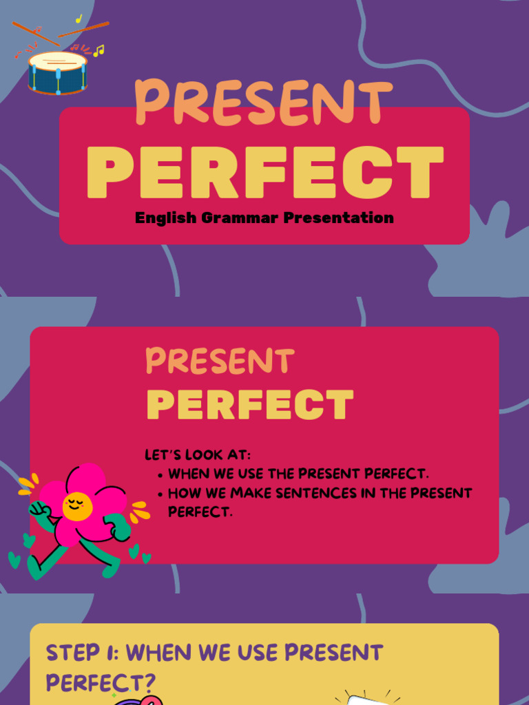 English Present Perfect Education Presentation in Colorful Illustrative ...
