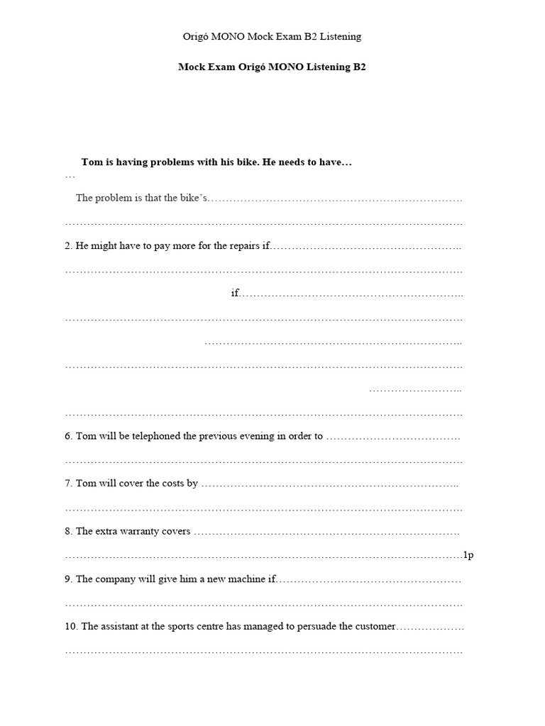 B2-MONO-Mock-exam-1.-Listening-tasks | PDF | Ghosts