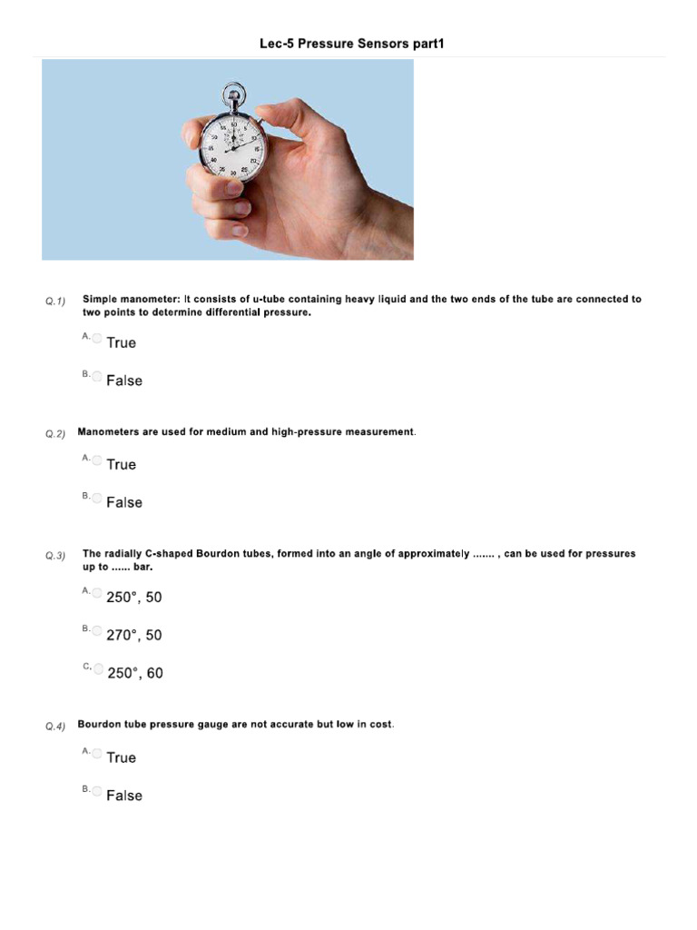 Lec-5 Pressure Sensors | PDF