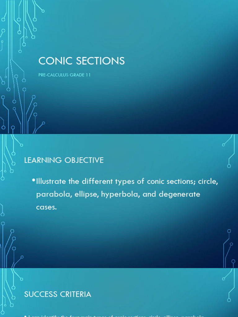 Conic Sections Introduction (G11 - Pre Calculus) | PDF