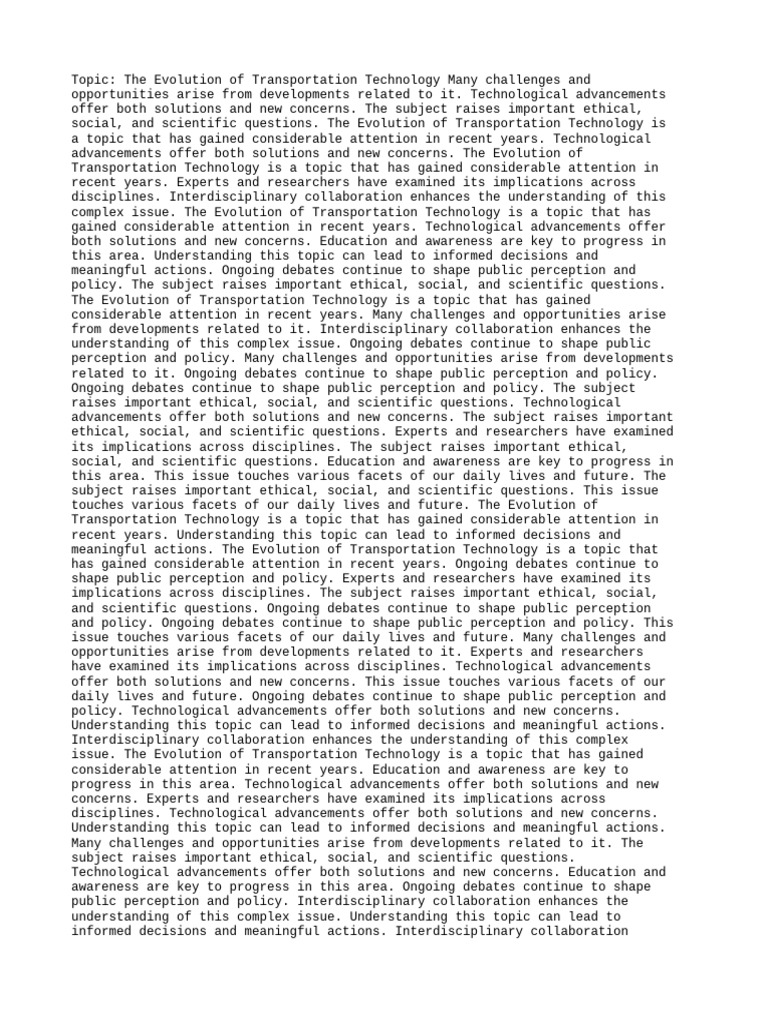 The Evolution of Transportation Technology | PDF | Interdisciplinarity ...