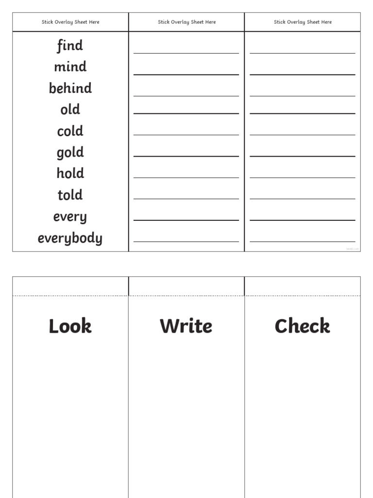 Look, Say, Cover, Write, Check Sheet | PDF