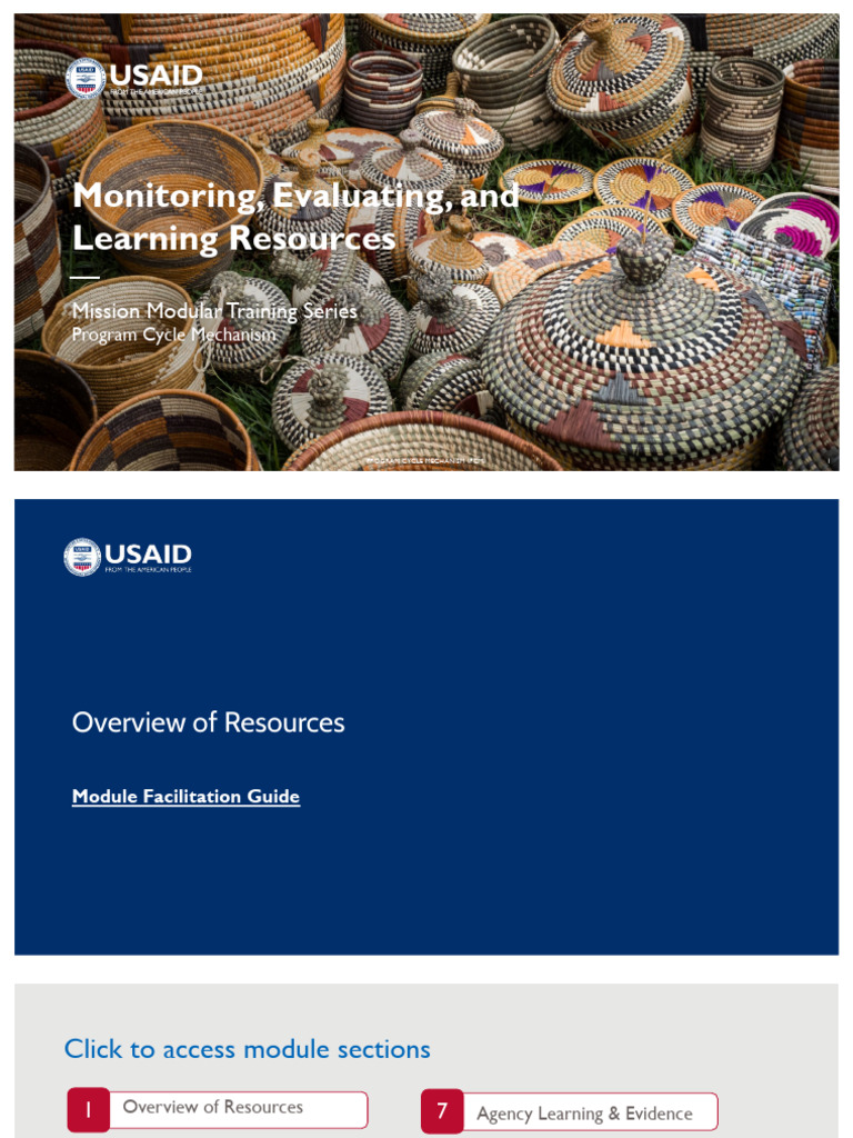 USAID Monitoring, Evaluation and Learning Ressources | PDF | Business