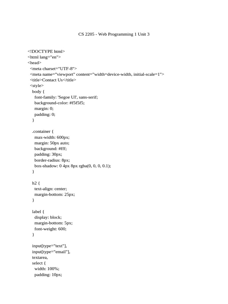 Web Programming 1 Unit 3 | PDF
