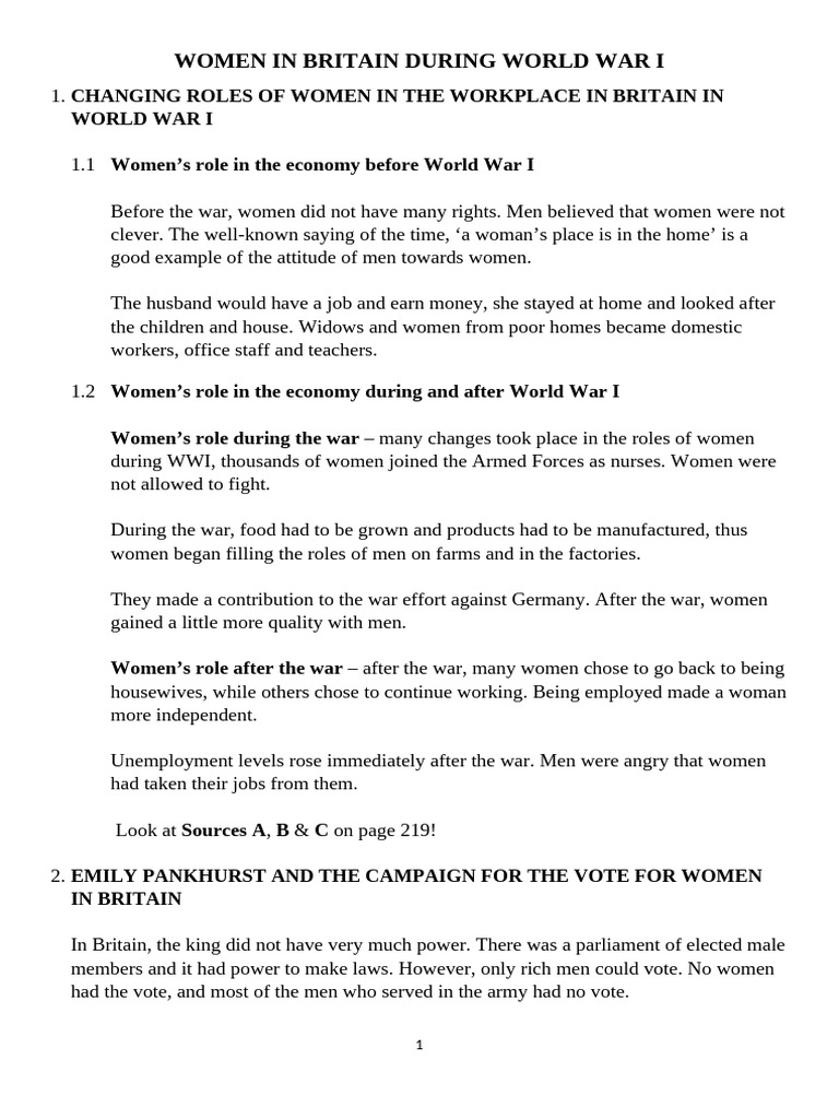 Women's Roles in WWI Britain | PDF | Suffragette | Protest