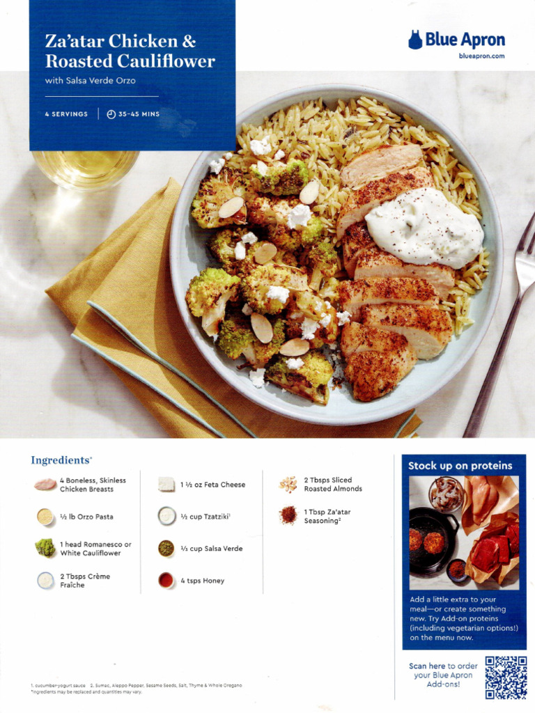 Blue Apron Chicken and Roast Veggies Recipe | PDF