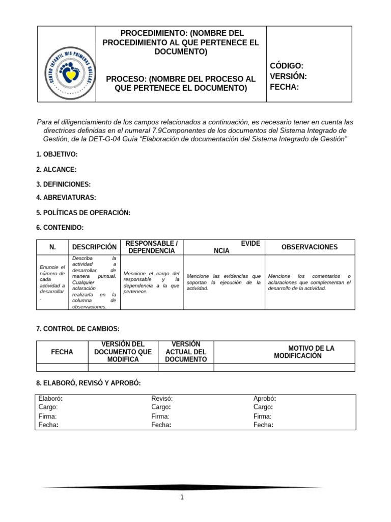 FORMATO PROCEDIMIENTOS .Docx 123 | PDF | Informática