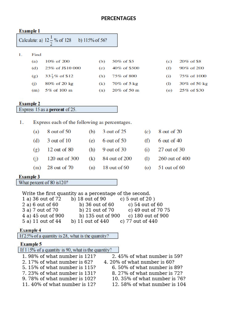 PERCENTAGES | PDF