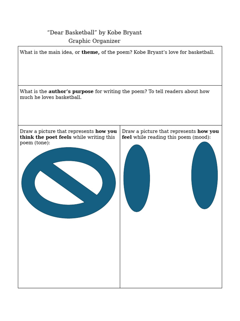 (Dear Basketball Organizer Assnt) Dear Basketball Graphic Organizer | PDF