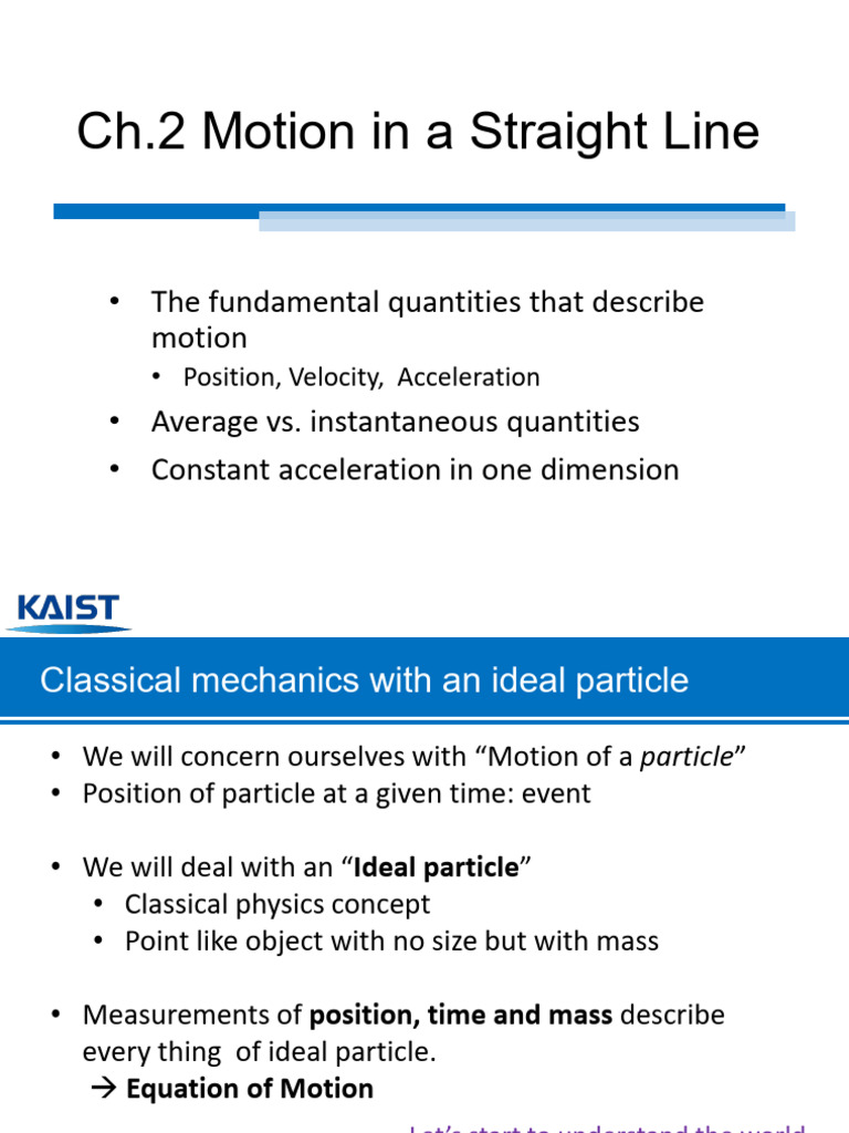 PH141 Chapter2 For Students | PDF | Velocity | Acceleration