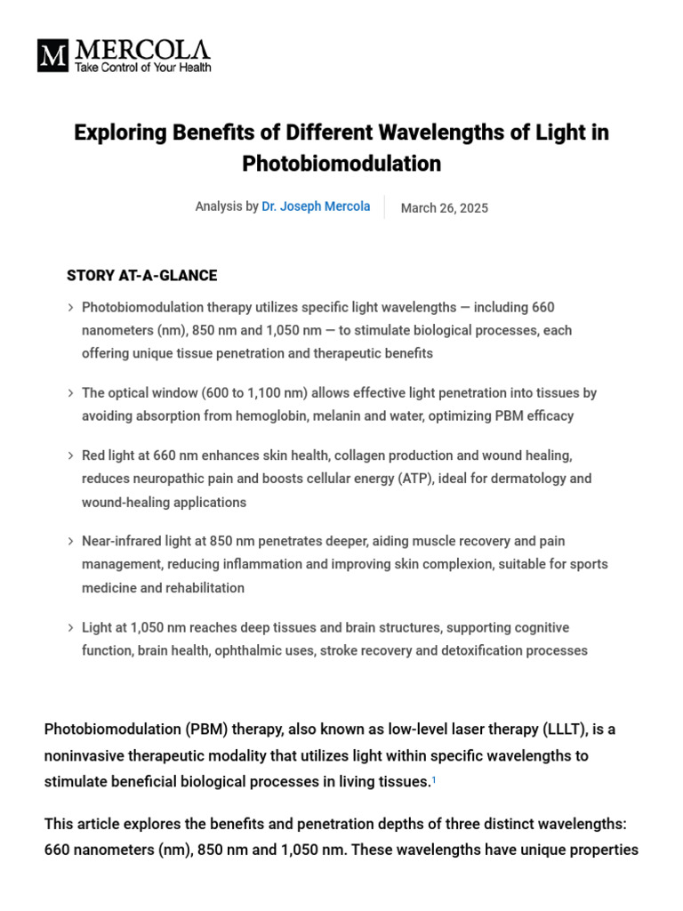 Different Wavelengths Light Photobiomodulation PDF | PDF | Healing ...